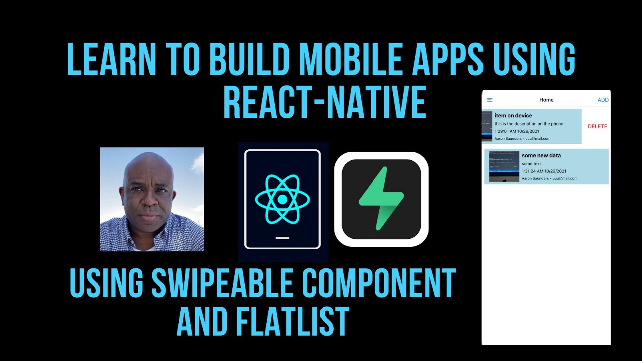 React Native Mobile App Tutorial: Using Swipeable Component With FlatList - Swipe To Delete