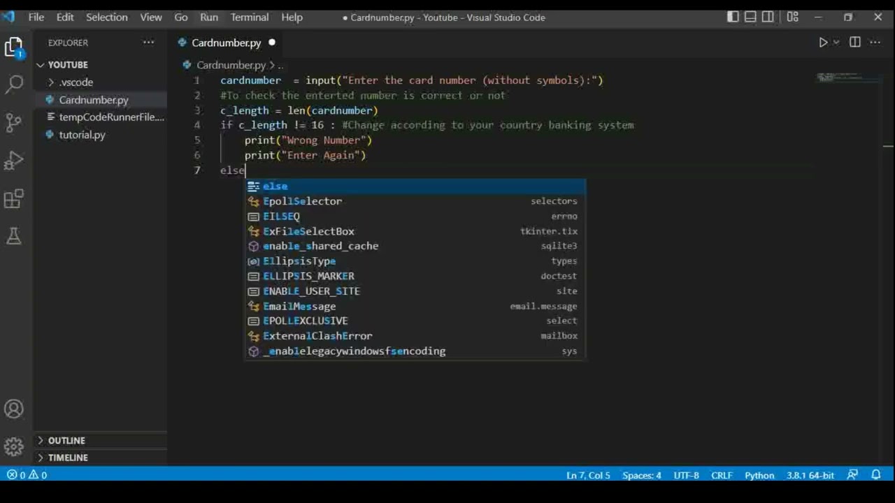 Code credit/debit card number encryptor with python | #coding #python #code #programming