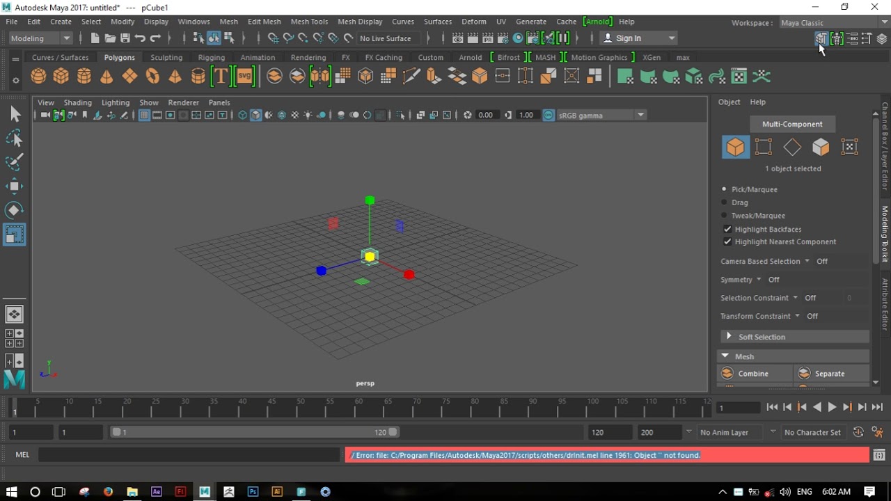 // Error: file: C:/Program Files/Autodesk/Maya2017/.../drInit.mel line 1961: Object '' not found. //