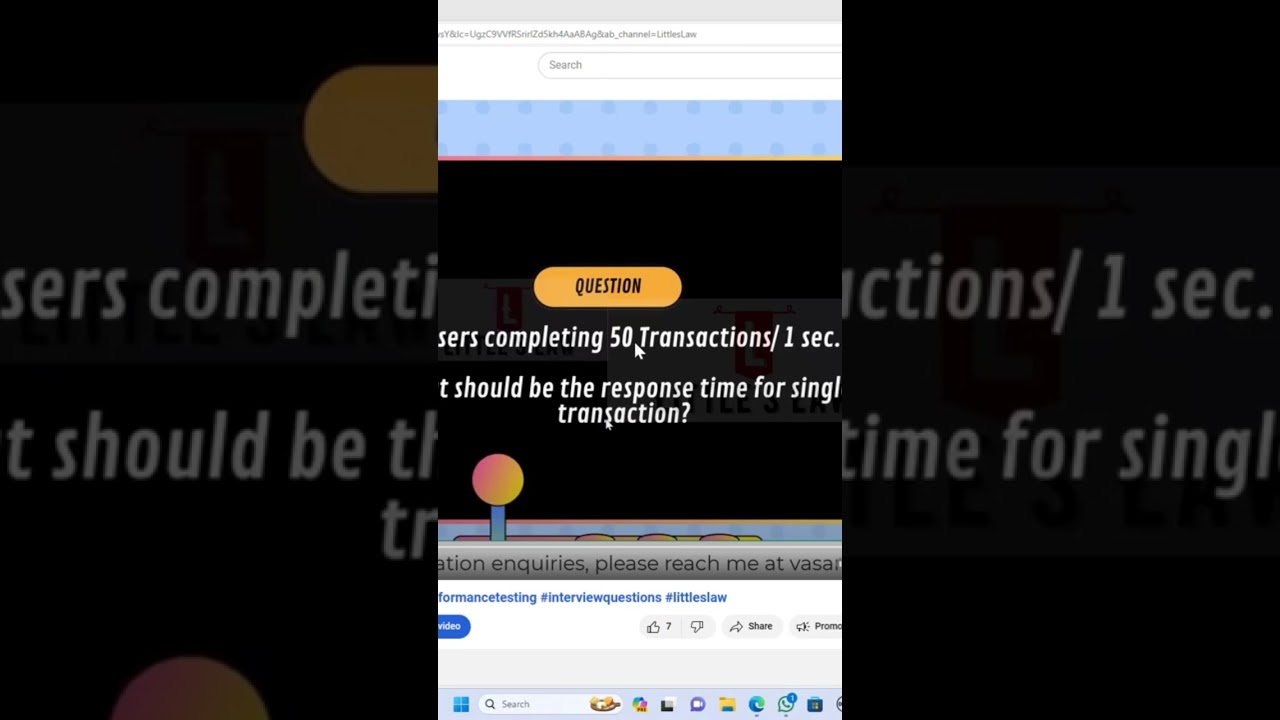 How to calculate throughput in #performancetesting #shorts #shortsvideo #littleslaw