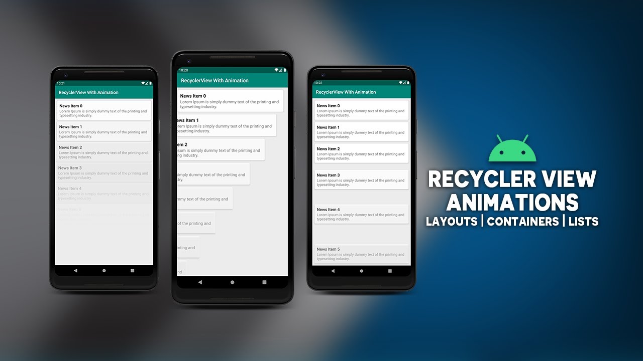 Android Recycler View Animations | Layouts | Containers | Lists | Android Studio Tutorial