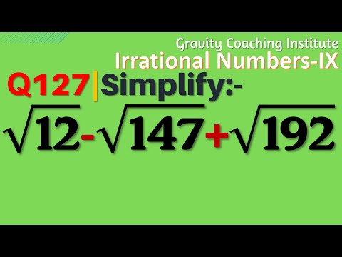 Q127 | Simplify √12-√147+√192 | Simplify root 12 - root 147 + root 192 | root 12 -root 147 +root 192