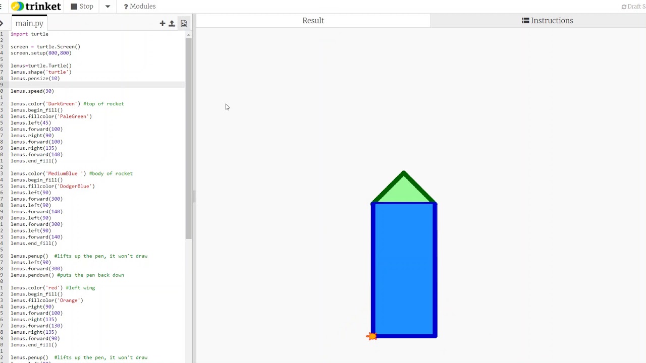 Trinket Python Turtle Lesson: Turtle Speed