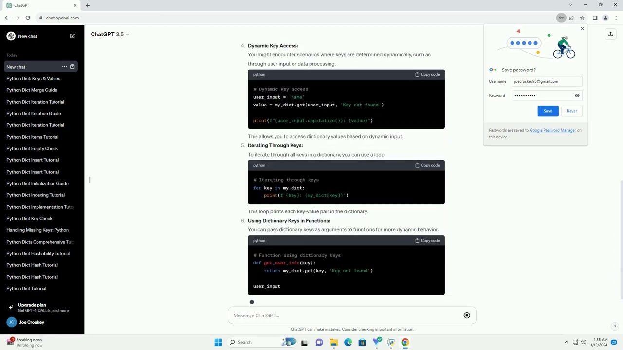python dict key as variable