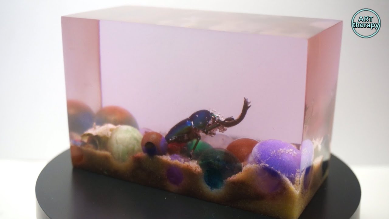 🐞Beetle in epoxy resin. 🔮Bug with resin spheres diorama.🎨 Resin art. DIY