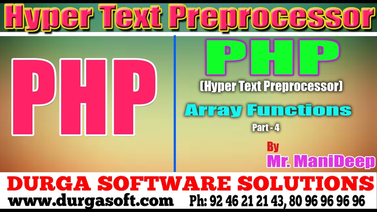 Web Devlopment| Php (Hyper Text Preprocessor) || Array Functions  Part - 4 by Manideep