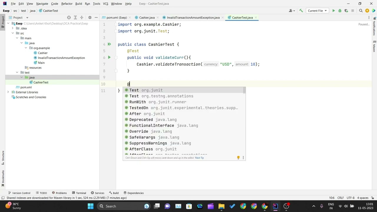 Exception Testing in JUnit