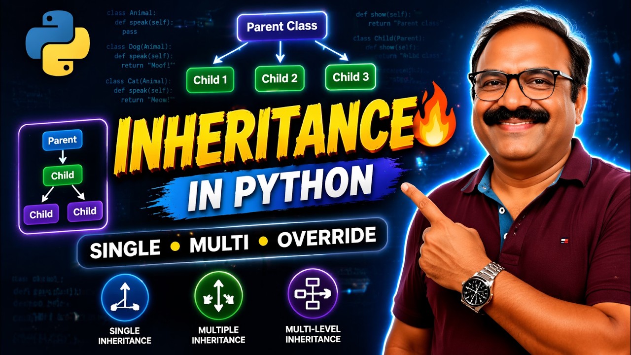 👉 Python Inheritance Made Easy 🔥 | Single, Multiple, Multi-Level + Overriding