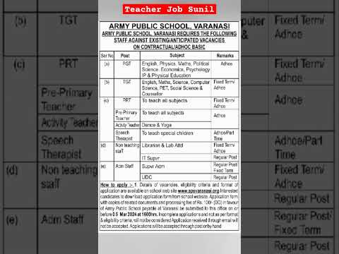 Army Public School Vacancy 2024 | AWES ARMY PUBLIC SCHOOL VACANCY 2024 | up teacher vacancy #shorts