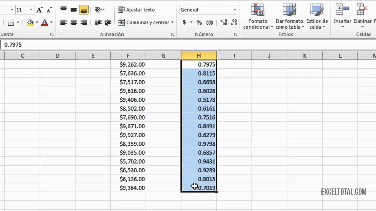 Formatting numbers in Excel