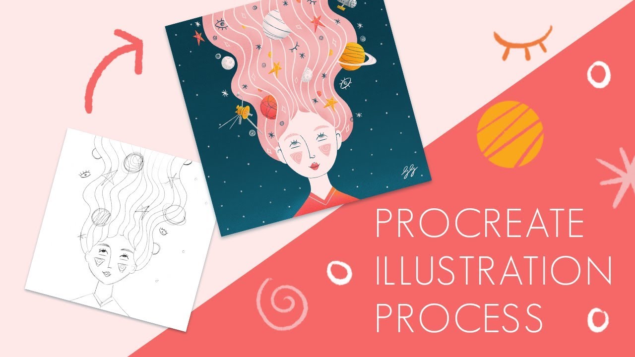 Procreate Illustration Process - Space Hair
