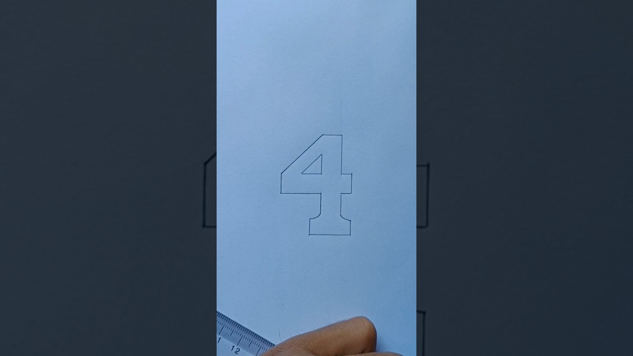 How To Draw 2D Number 4 easy #viral #art #shorts