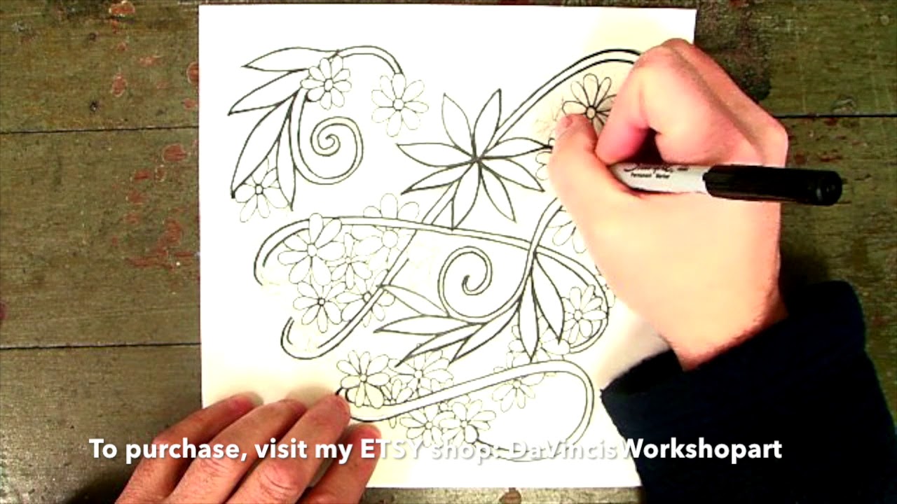 How to make a Flower Heart Coloring Sheet