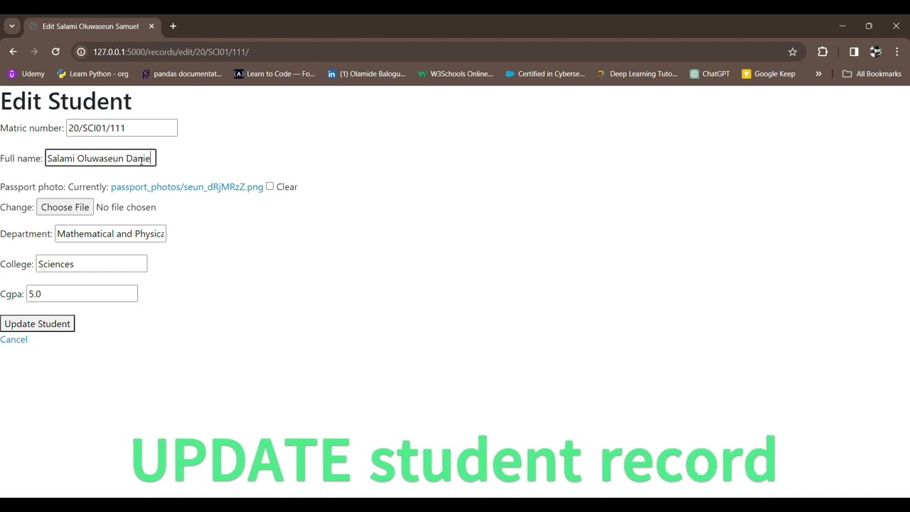 Student Record Management System built with Django