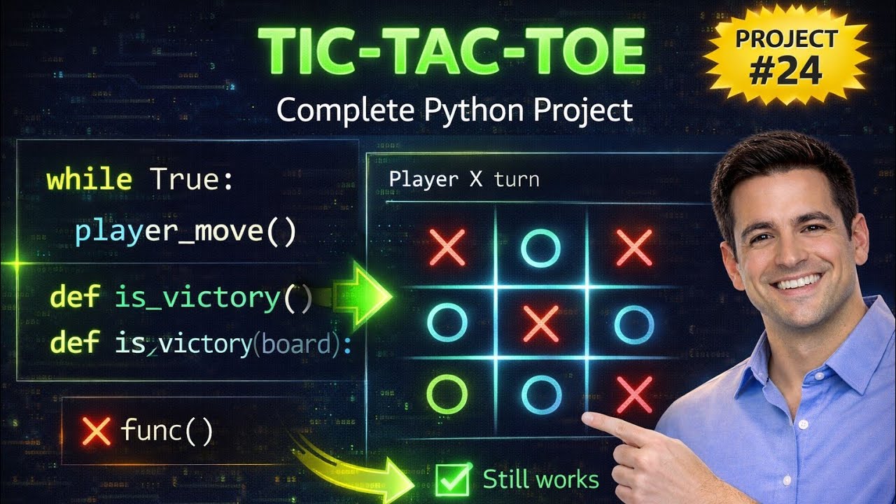 Build a Tic Tac Toe Game in Python: Step-by-Step Tutorial | Python Project #24