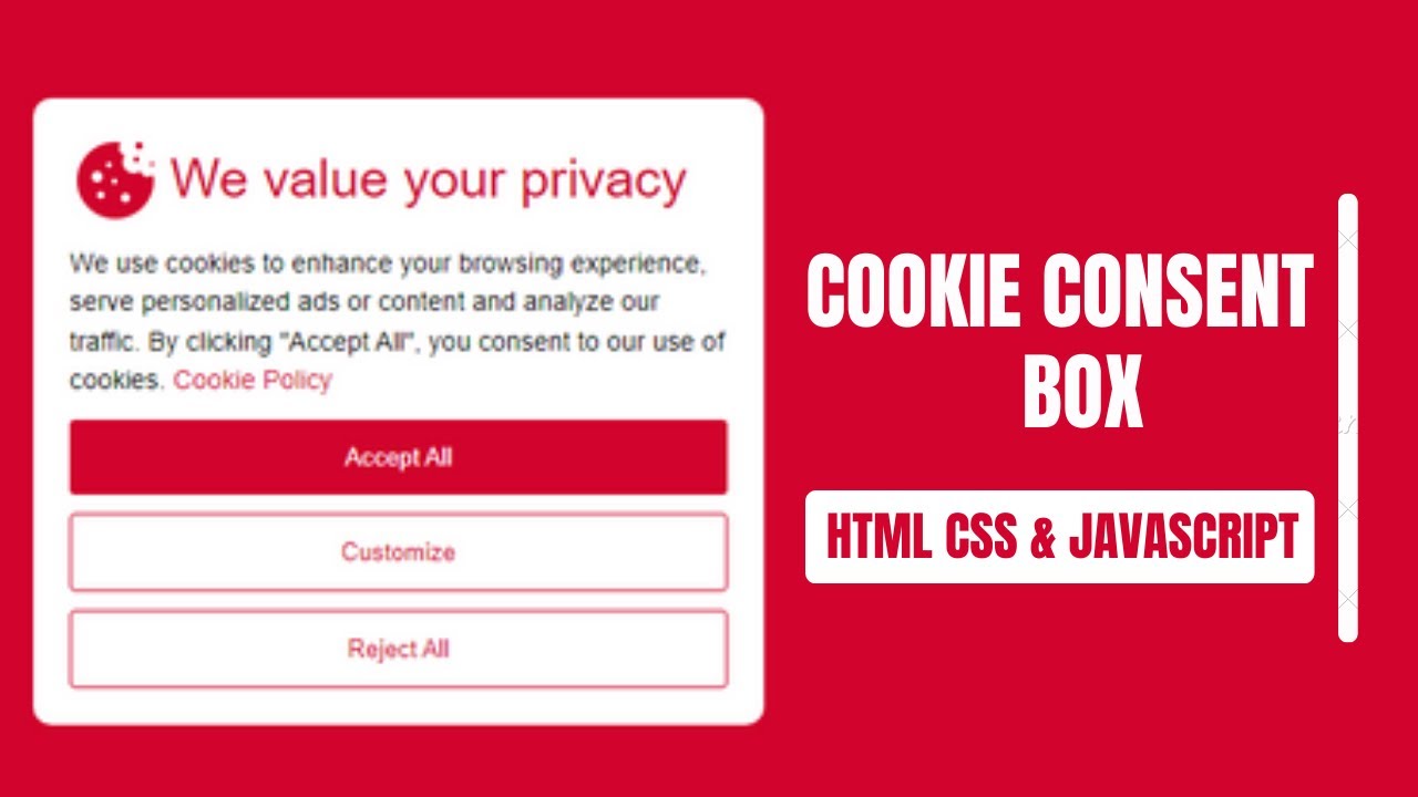 Create A Website Cookies Popup Box Using HTML CSS & JavaScript