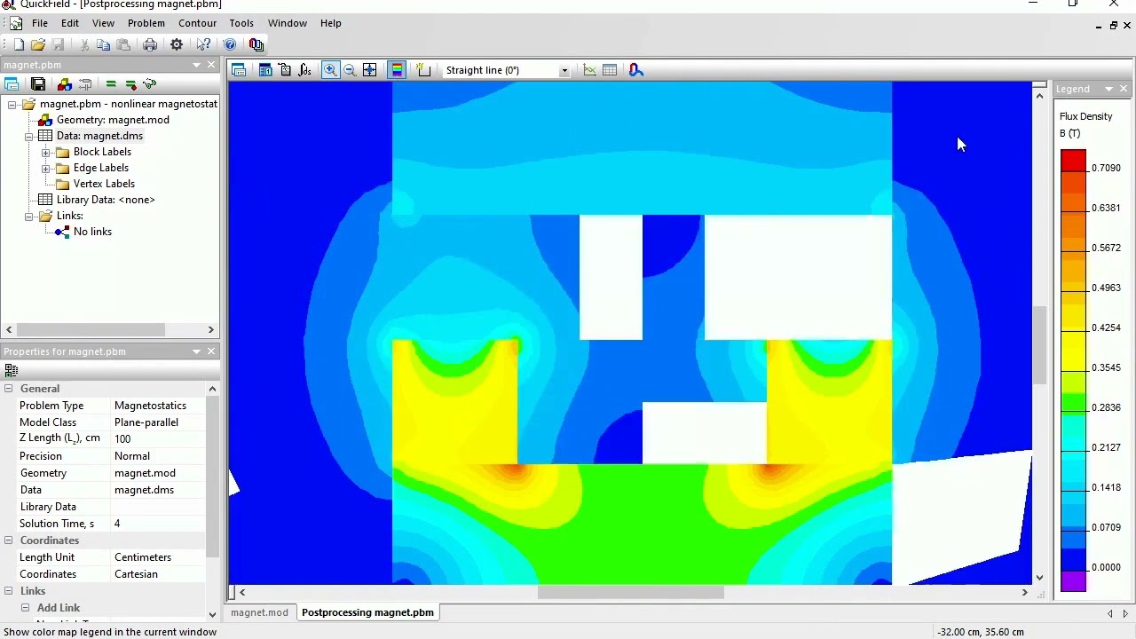 Simulation of a permanent magnet and a steel keeper with QuickField FEA software.