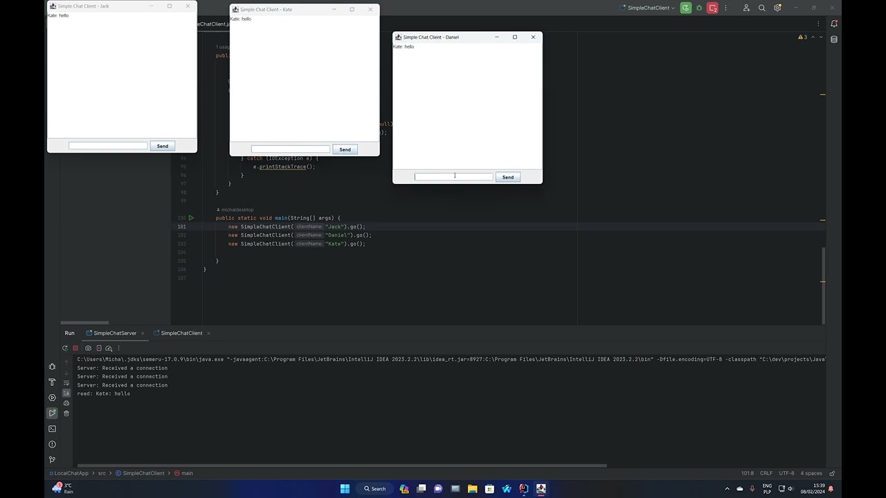 Java - Multi threaded chat app