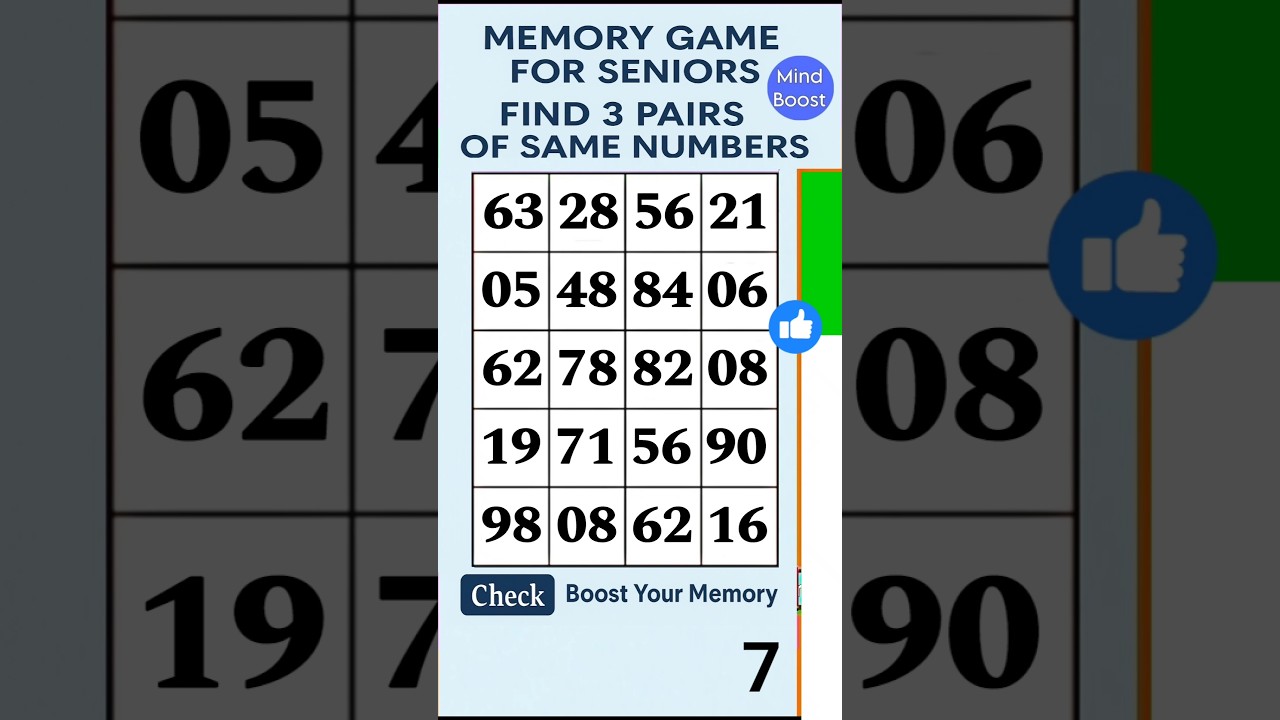 Senior Memory Game: Match the Numbers and Stay Sharp! #braintraining
