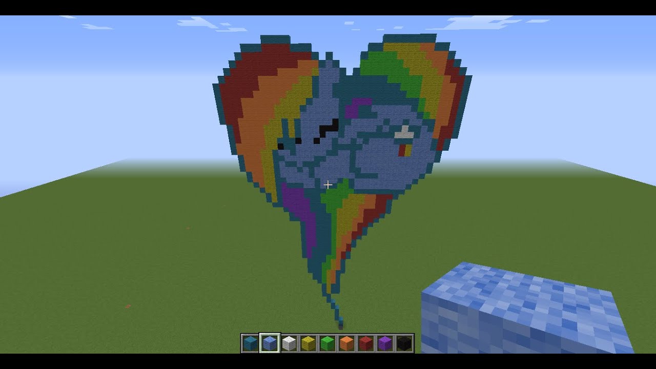 Minecraft Rainbow Dash Heart Timelapse!