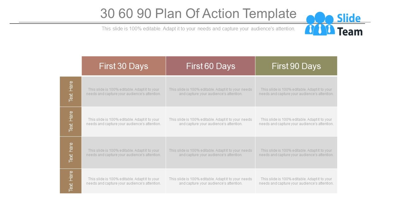 30 60 90 Plan Of Action Template Powerpoint Templates