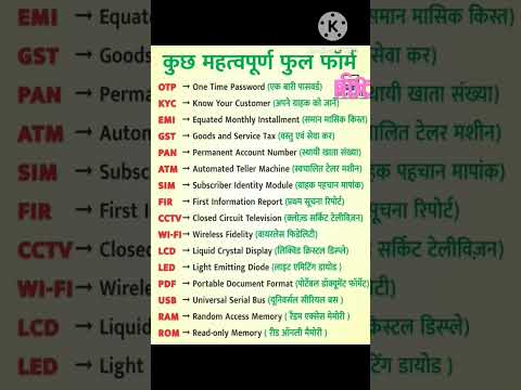 ATM/OTP/PAN/KYC/EMI,wifi ka full form,full form of sim,