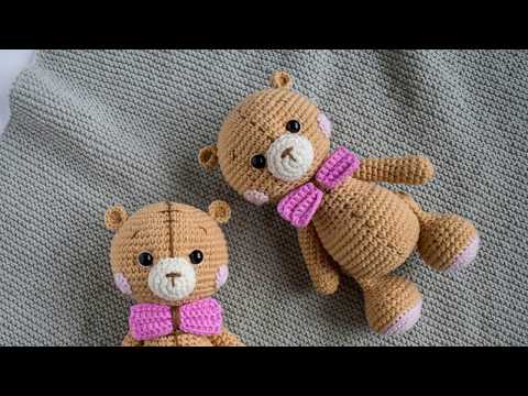 Crochet teddy bear with bow tie free amigurumi pattern