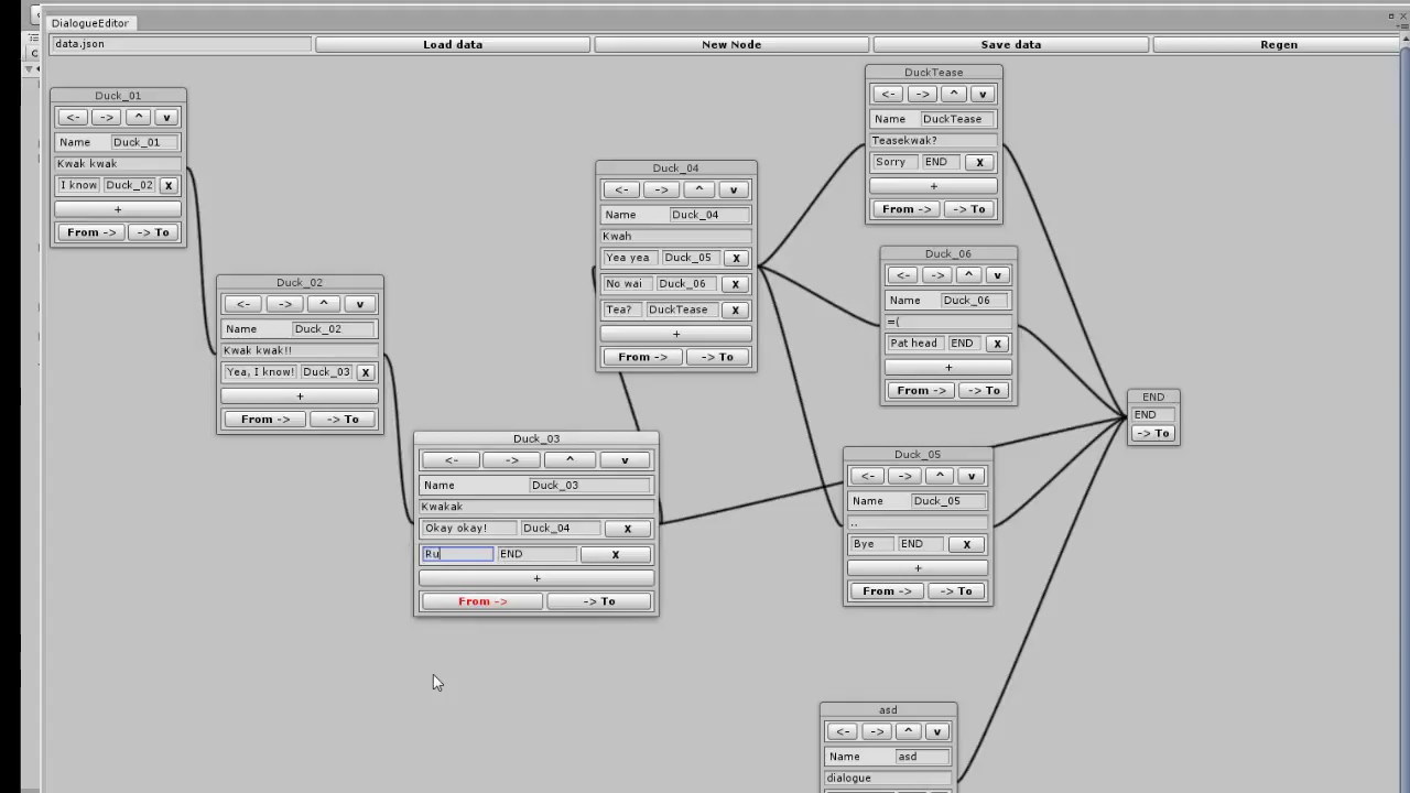 Unity 3D simple dialogue editor and player