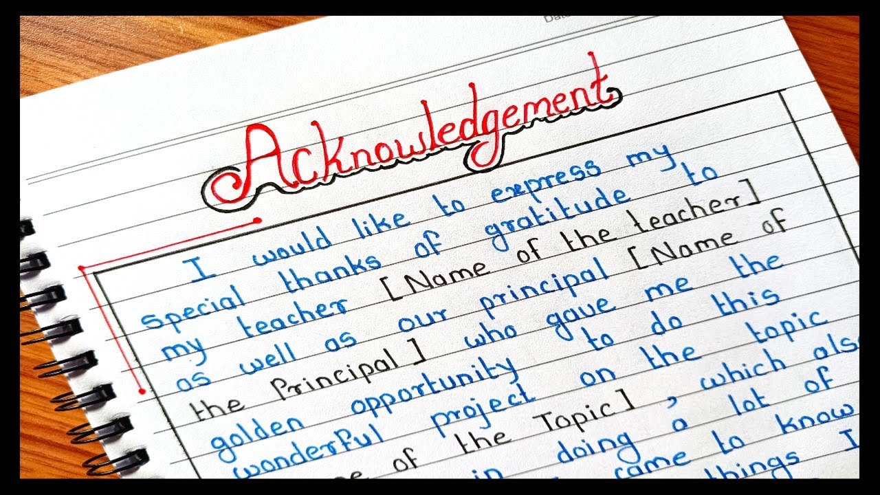 Acknowledgement for a Project file | How to write Acknowledgement for a School Project file