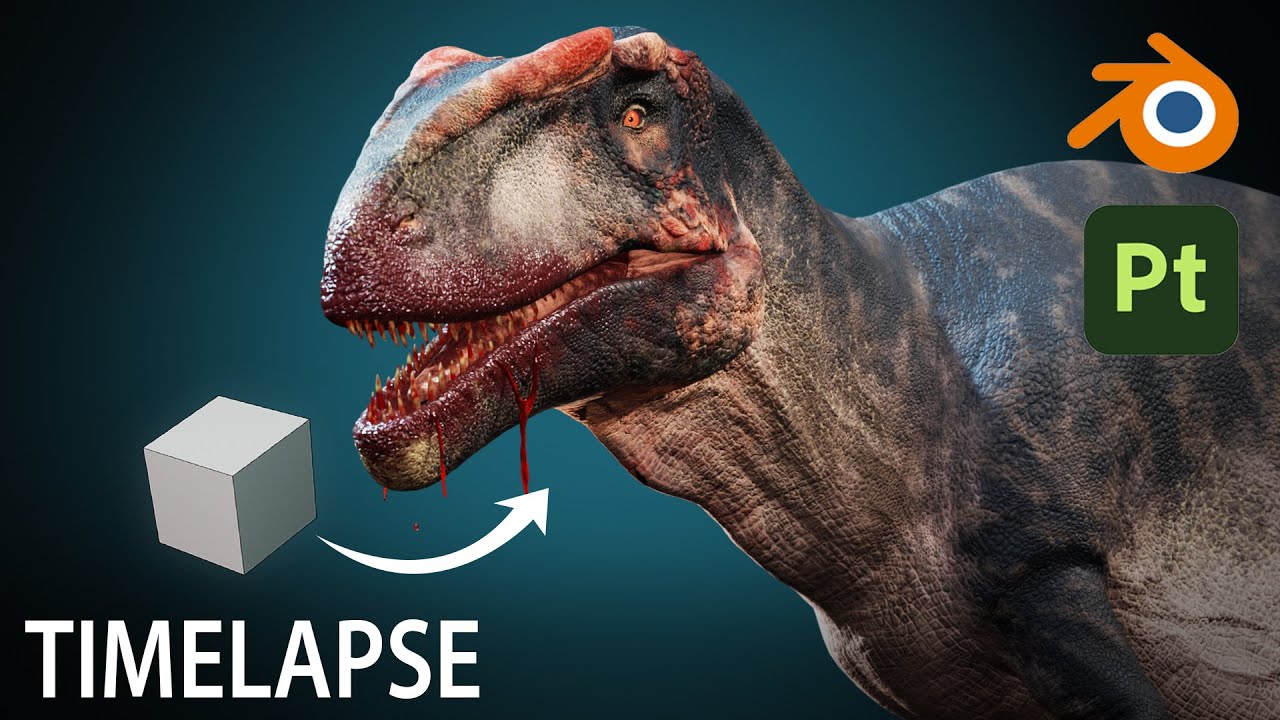 Making a Carcharodontosaurus 3D model | Full workflow Timelapse