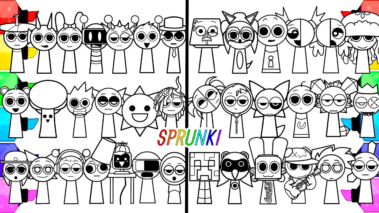 Sprunki New Big Coloring Pages🎵Sprunki Song🎵Original Sprunki vs New Sprunki Pyramixed, OC and Retake