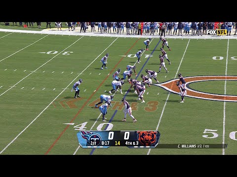 Caleb Williams and Keenan Allen move chains for fourth-down conversion