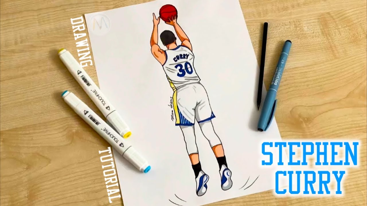How to draw basketball player Steph Curry shooting