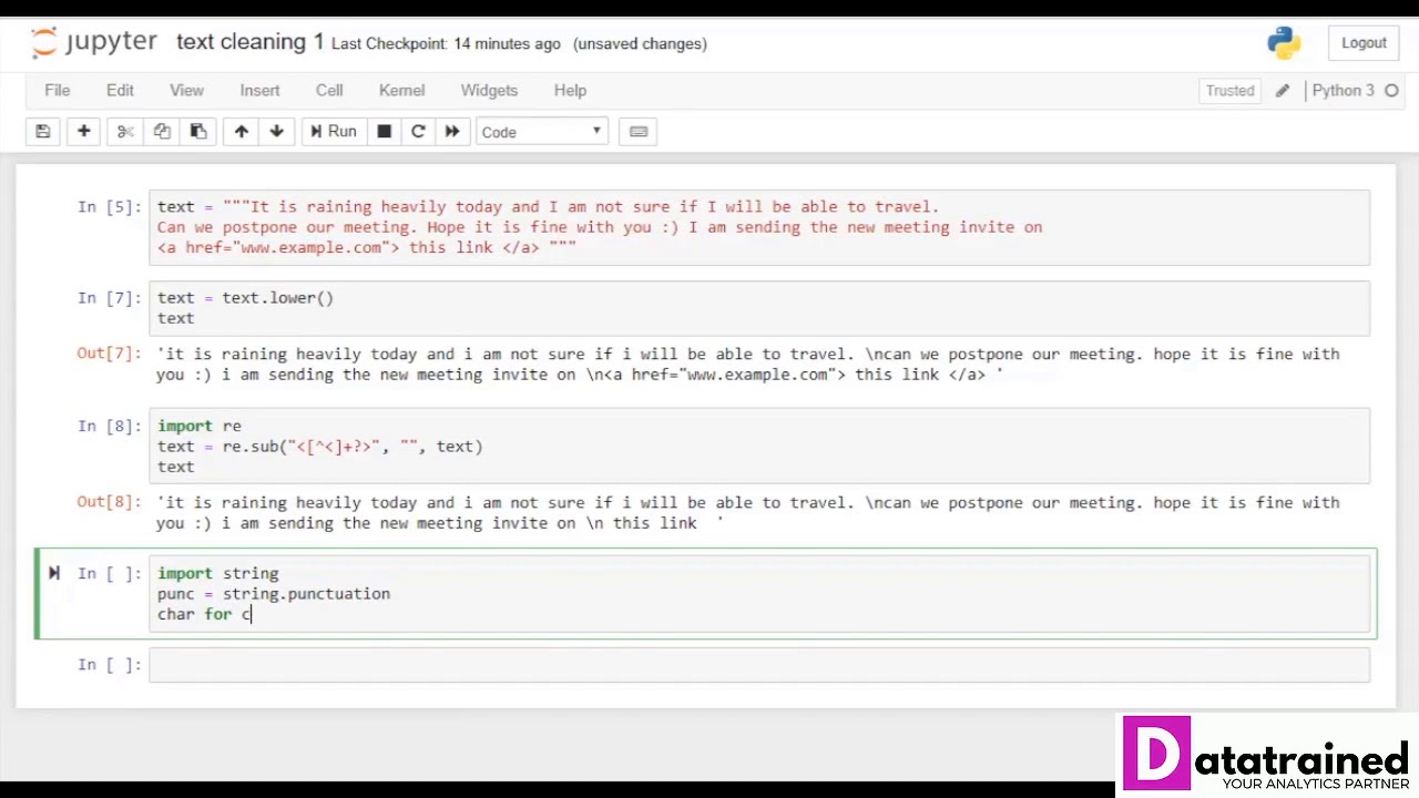 text cleaning 1 for text dataset(python)