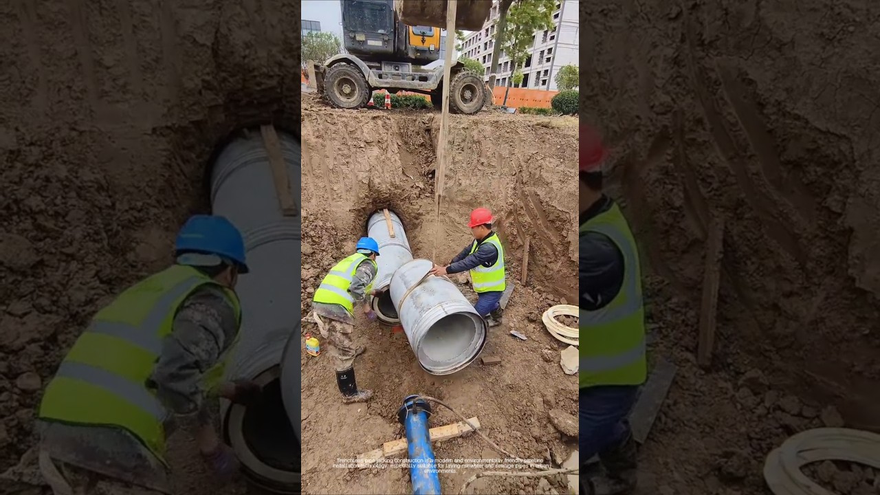 Trenchless pipe jacking construction of rainwater and sewage pipes