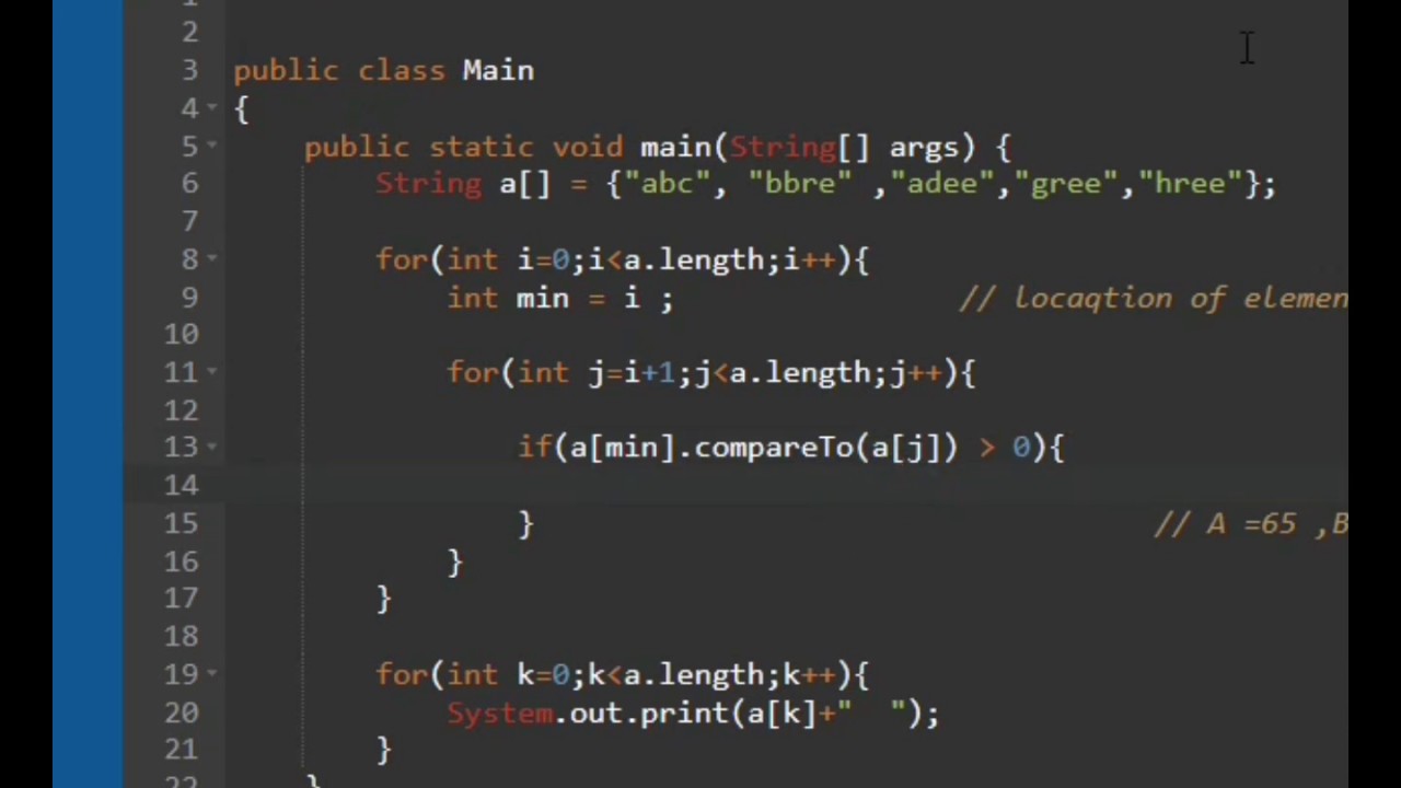 Sorting Strings Alphabetically using compareTo() Method in Java || JAVA Programs