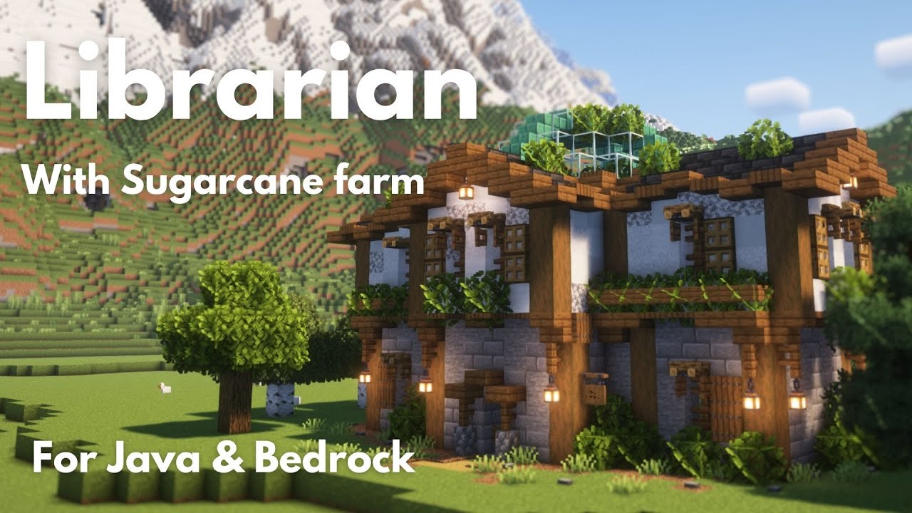 LIBRARIAN HOUSE & SUGARCANE FARM | Minecraft Tutorial | Java & Bedrock ...