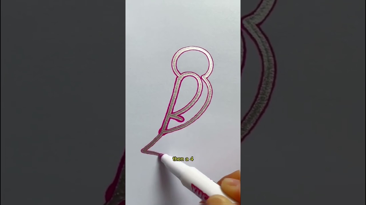 Drawing a bird with numbers step by step 🐦 #shorts