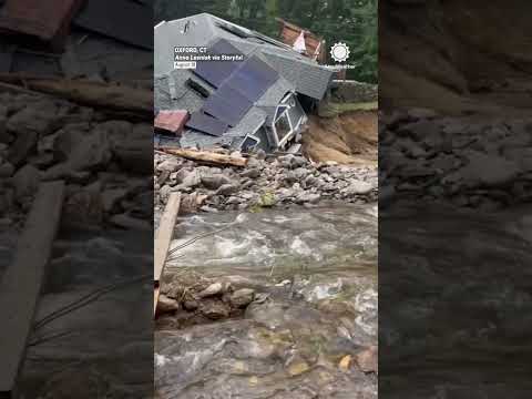 Connecticut Flooding, Collapsed House Aftermath