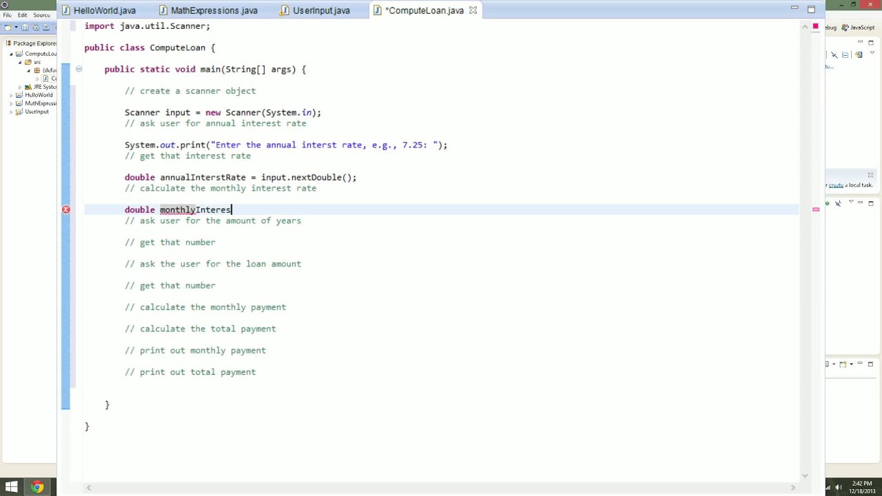 Java: Compute Loan w/ User Input [TUTORIAL] (Eclipse)