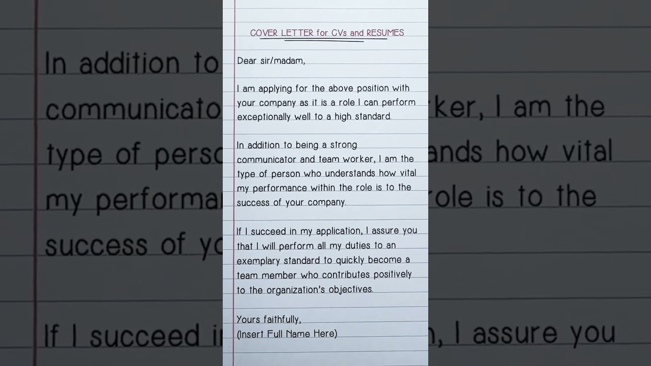 COVER LETTER for CVs and RESUMES #shorts