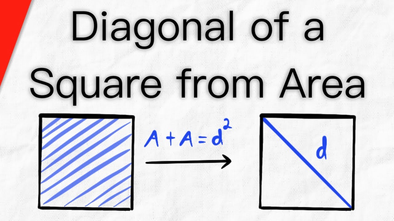 Find the Diagonal of a Square from Area | Geometry