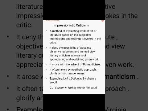 Impressionistic Criticism #shortsvideo #englishliterature Literary Criticism