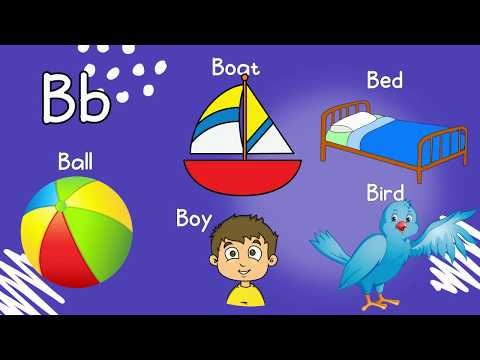 Learn five words with the letter b - words that start with b - learning vocabulary phonics ABC song