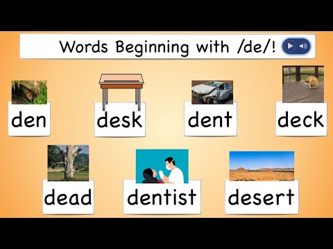 Phonics for Kindergarten and First Grade: Words Beginning with /de/ den, deck, desk. With Audio!