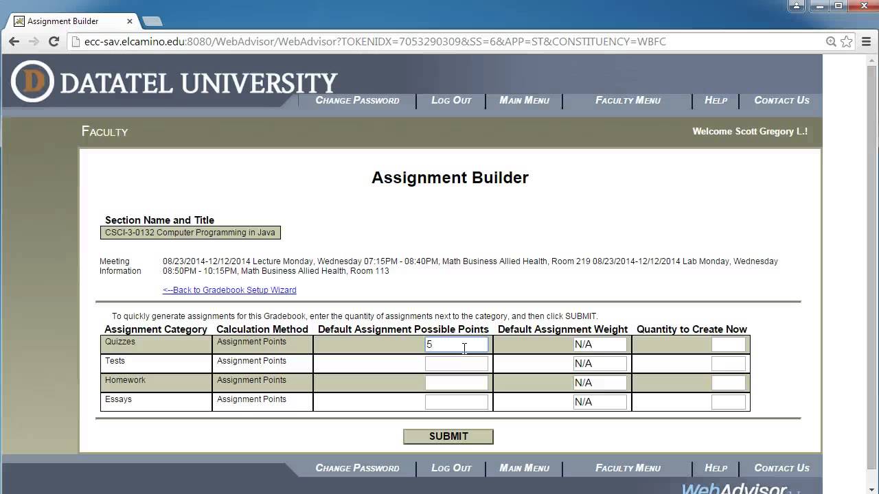 ECC Gradebook – Assignment Builder (build groups of assignments)