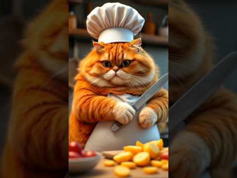 Ginger Chef Cat Cooks a Fantastic Meal! (AI-Generated) #aishorts #cat #viralvideo #shortsvideo #ai