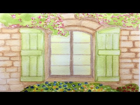 Spring Cottage House Green Window Watercolor Painting | Small House ...