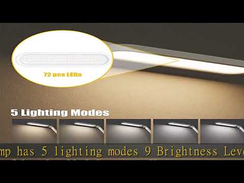 JKSWT LED Desk Lamp, Eye-Caring Table Lamps Natural Light Protects Eyes Dimmable Office Lamp with 5