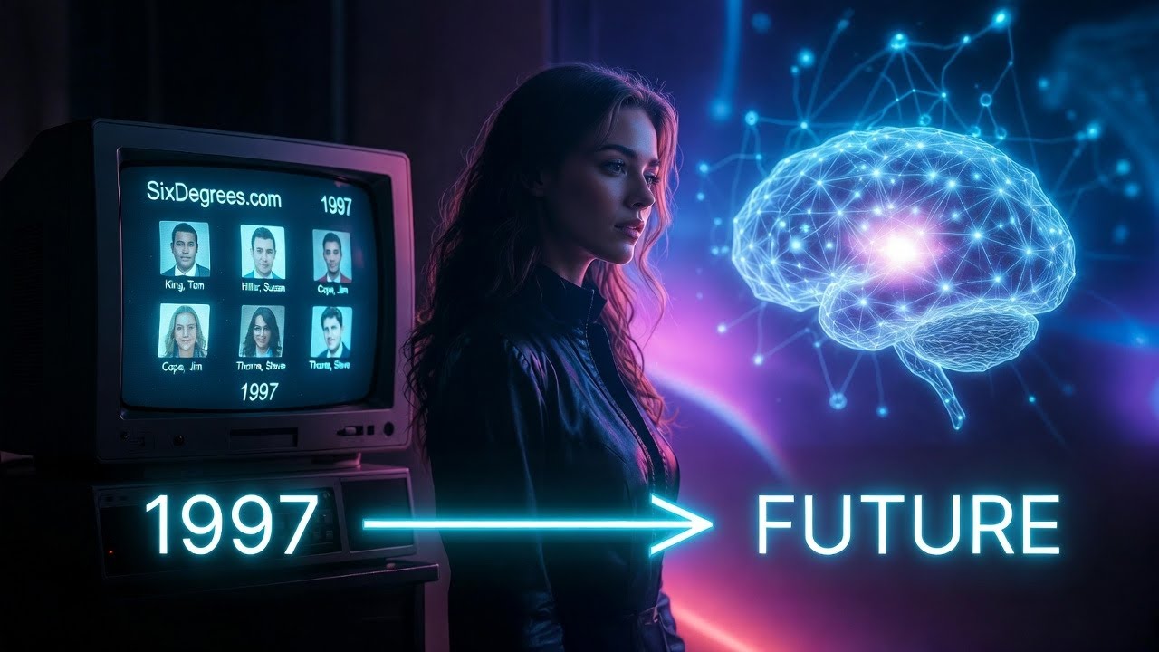 Evolution of Social Media 1997–2050 📱 From SixDegrees to Brain-Linked Networks